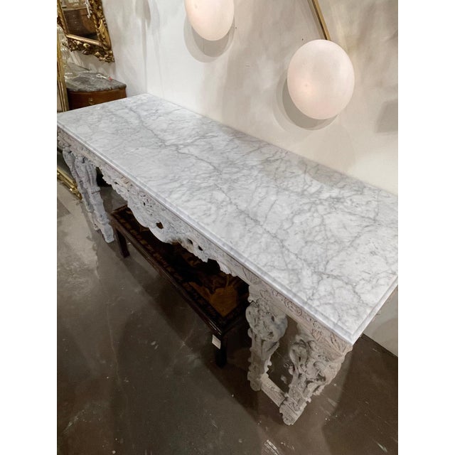 19th Century English Neoclassical Carved & White Washed Mahogany ...