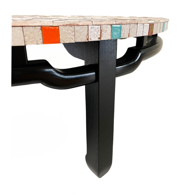 Mid-Century Mosaic Tile Top Round Coffee Table | Chairish