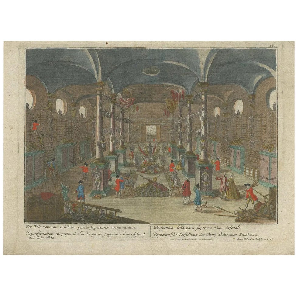 Arsenal Interior Upper Hall with Arms Display, 1760, Paper | Chairish