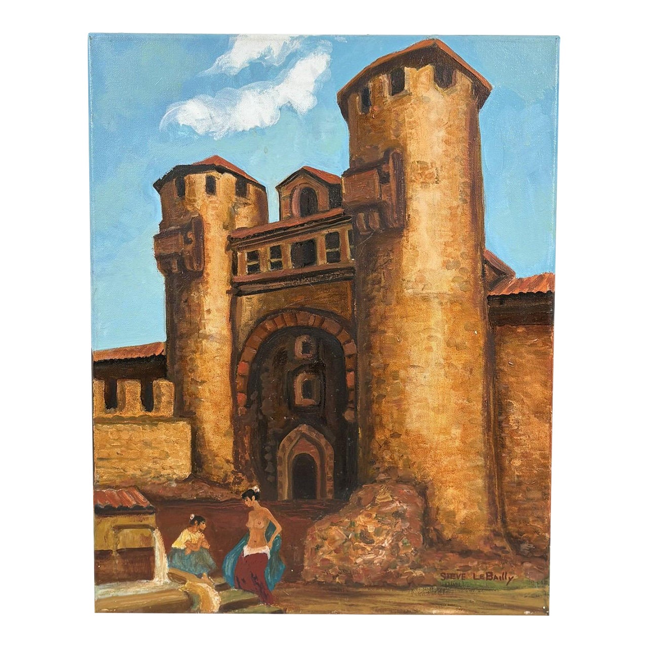 1970s "Gypsies at the Gate" – Original Oil on Canvas by Steve LeBailly ...