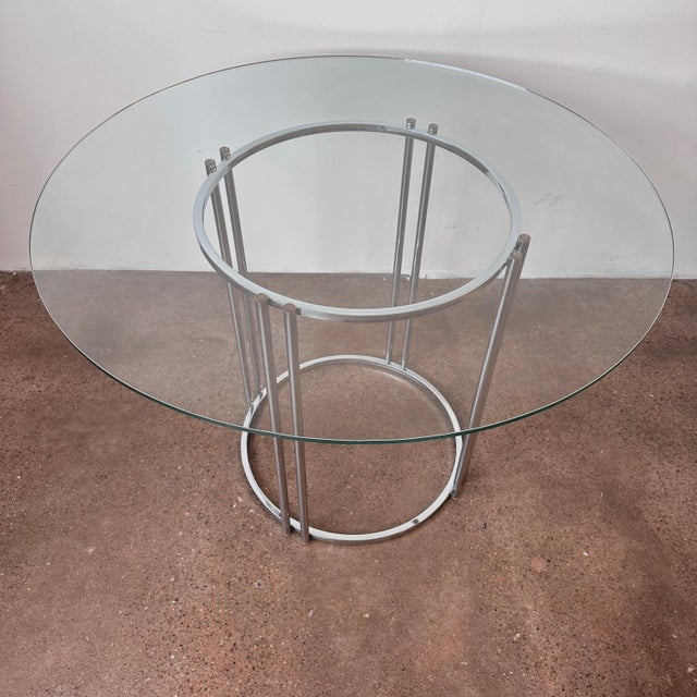 Milo Baughman Style Chrome and Glass Round Table | Chairish