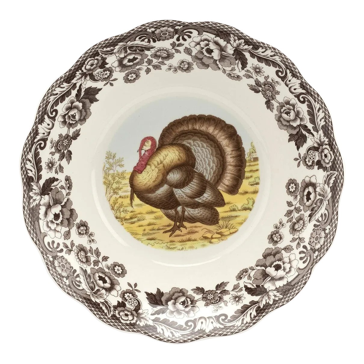 Spode Woodland Turkey Daisy Bowl 10" | Chairish