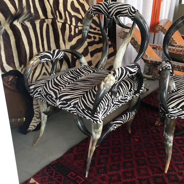 Horn Armchair With Faux Zebra Upholstery | Chairish
