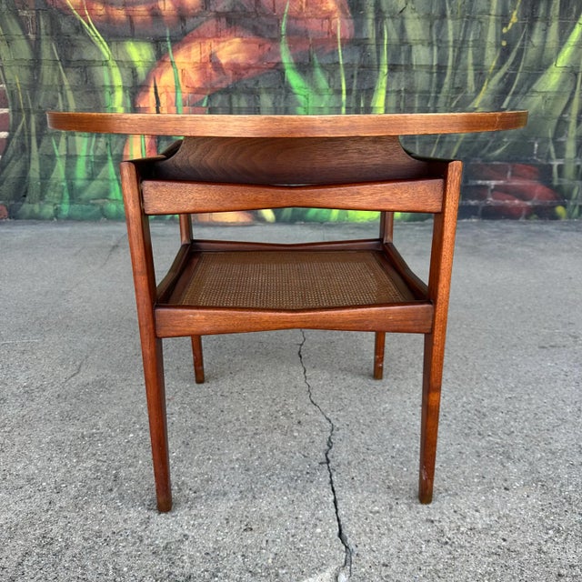 Jens Risom Two Two-Tiered Caned Side Table | Chairish