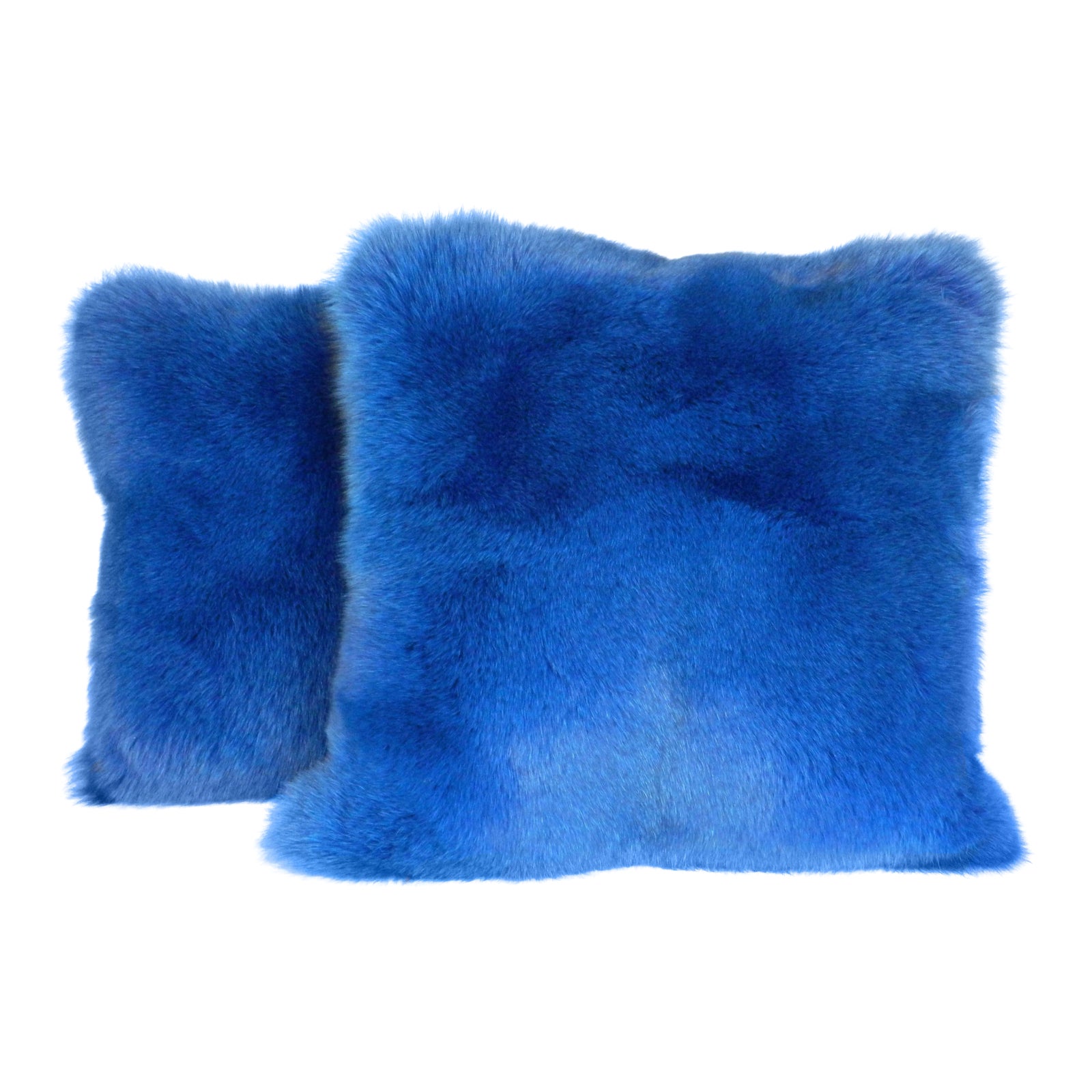 Blue Fox Pillows With Italian Cashmere | Chairish