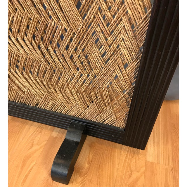 Vintage Free Standing Woven Rope Screen | Chairish