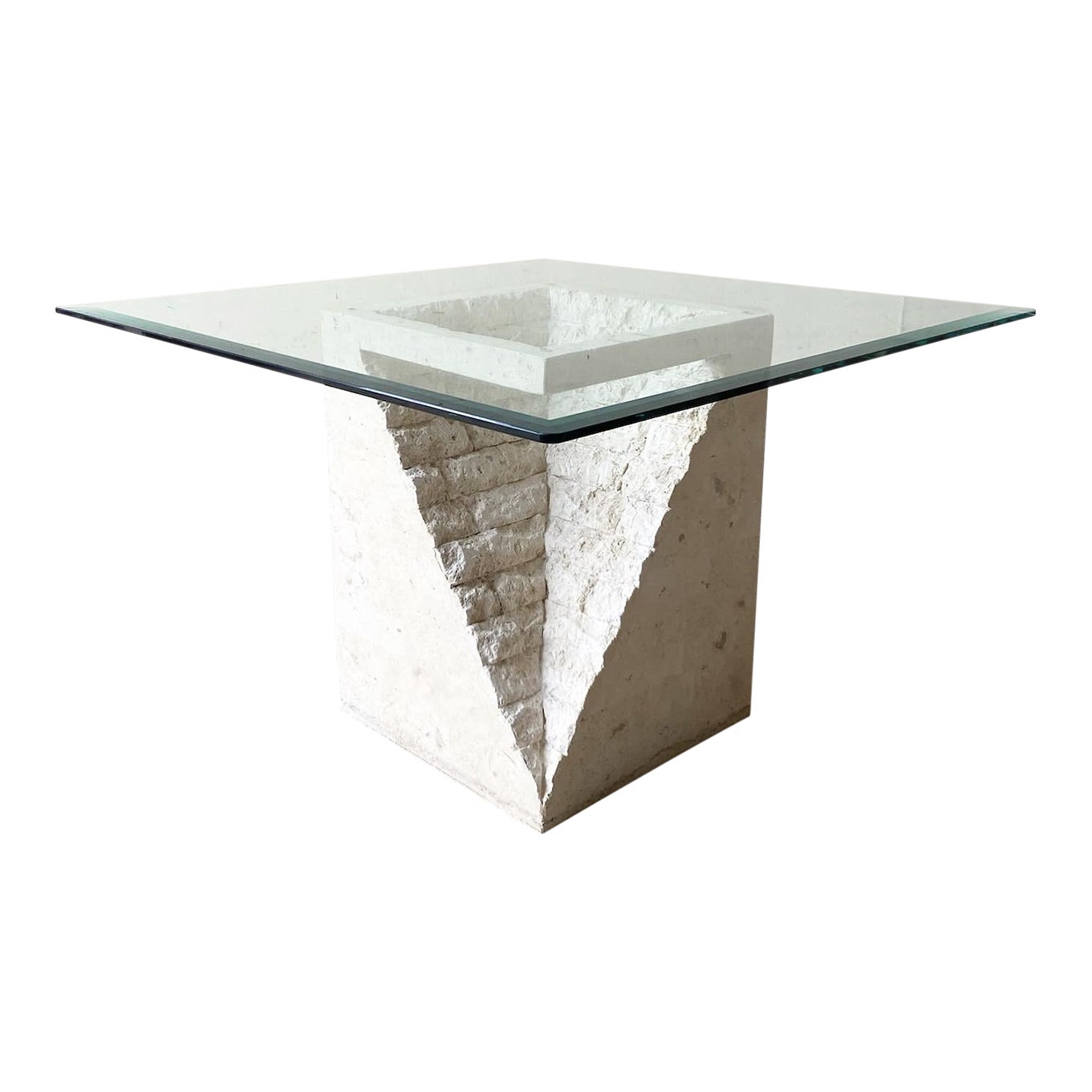 Postmodern Sculpted Tessellated Stone Side Table | Chairish