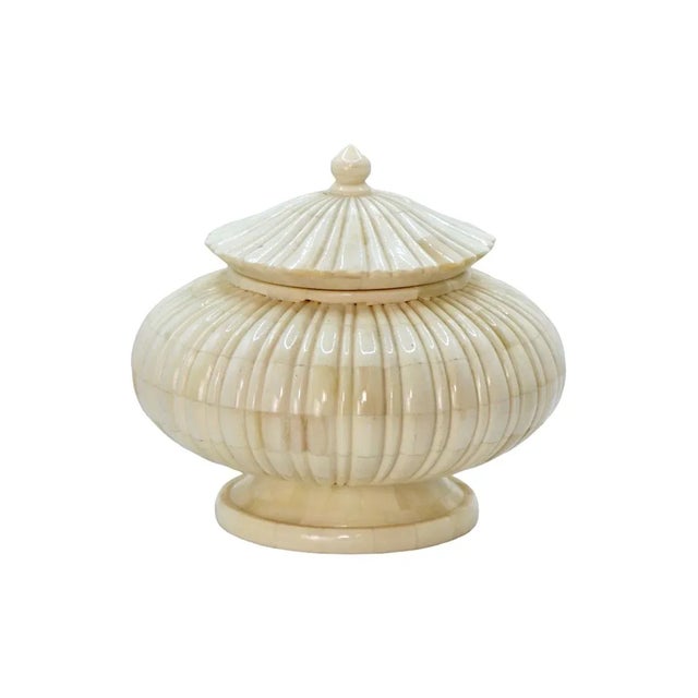 Indian Bone Inlay Jars - a Pair | Chairish