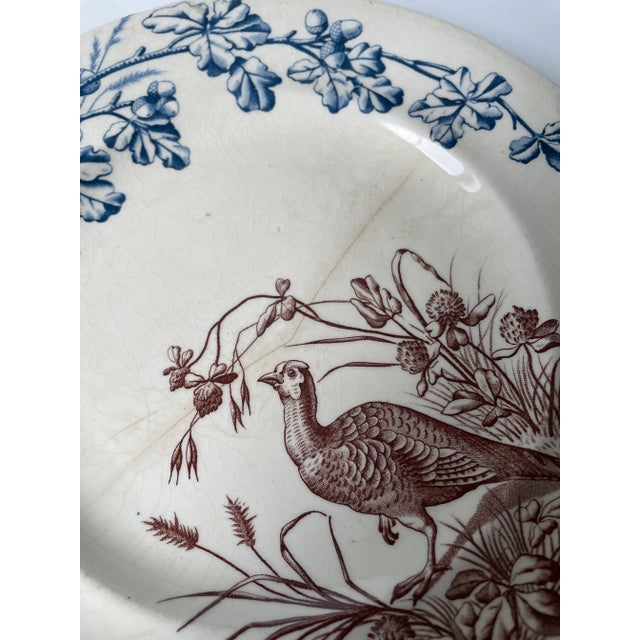 Pair of French Terre De Fer Plates by Jules Vieillard With Chasse ...