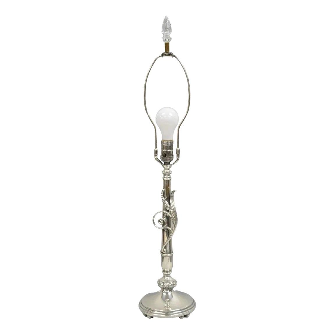 Antique French Art Nouveau Silver Plated Scrollwork Column Small Table ...