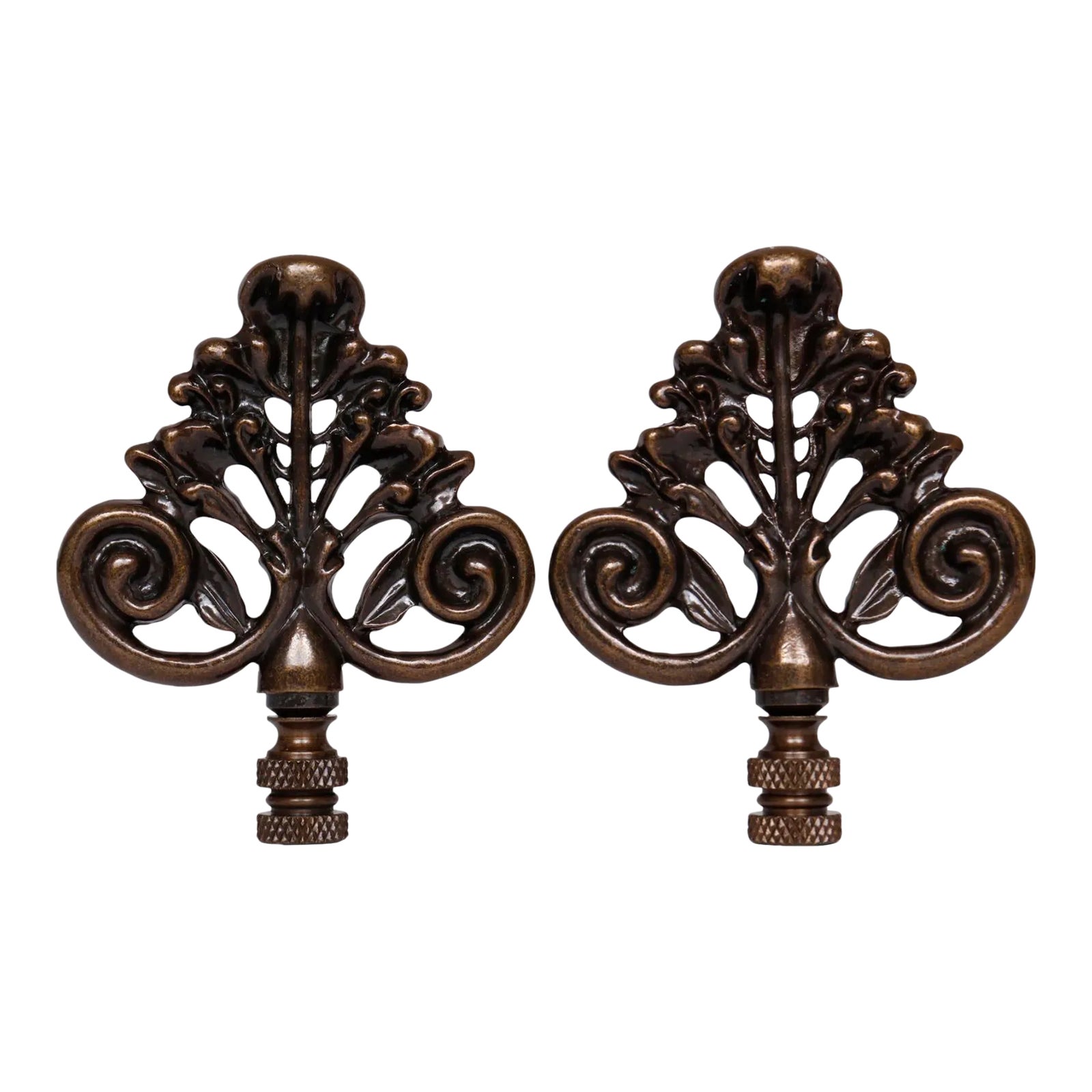 Antiqued Brass Lamp Finials - a Pair | Chairish