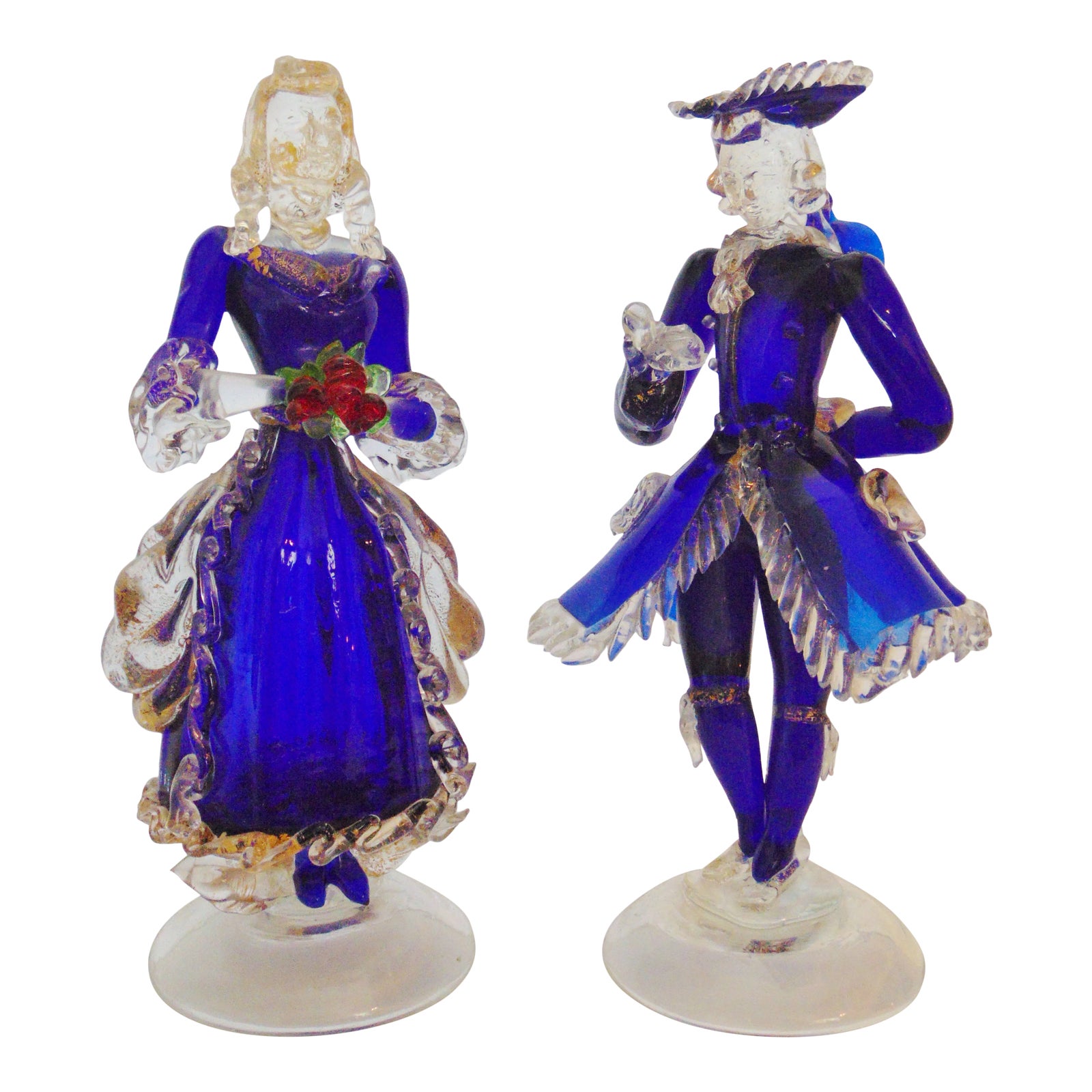 Mid-Century Murano Glass Lady & Gentleman Figures - a Pair | Chairish