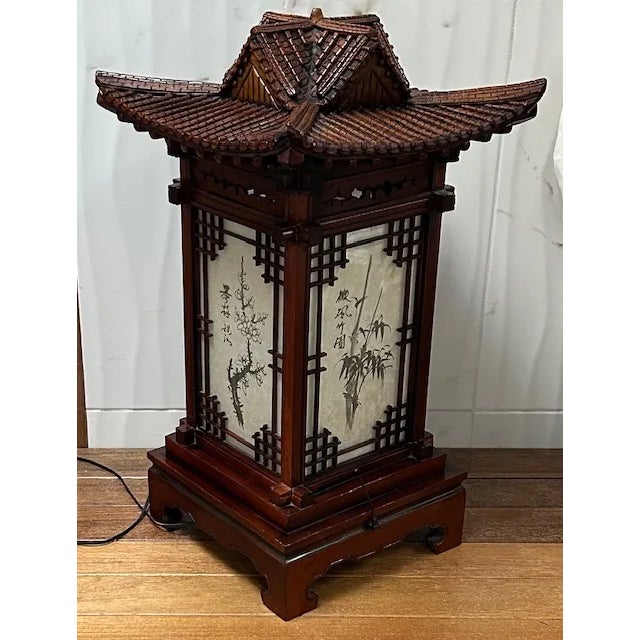 1970s A Pair of Japanese Illuminated Pagoda Wood Lantern Table Lamps ...