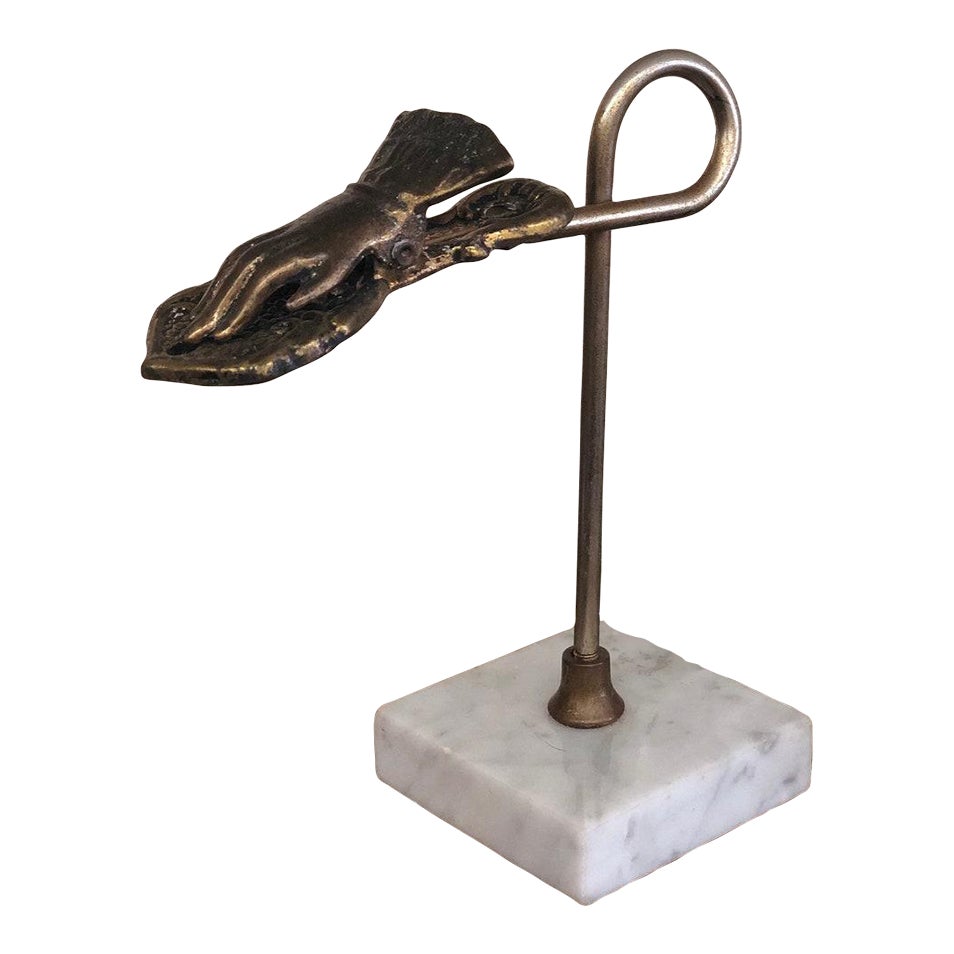 1970s Vintage Mid-Century Modern Brass Marble Paper Holder | Chairish