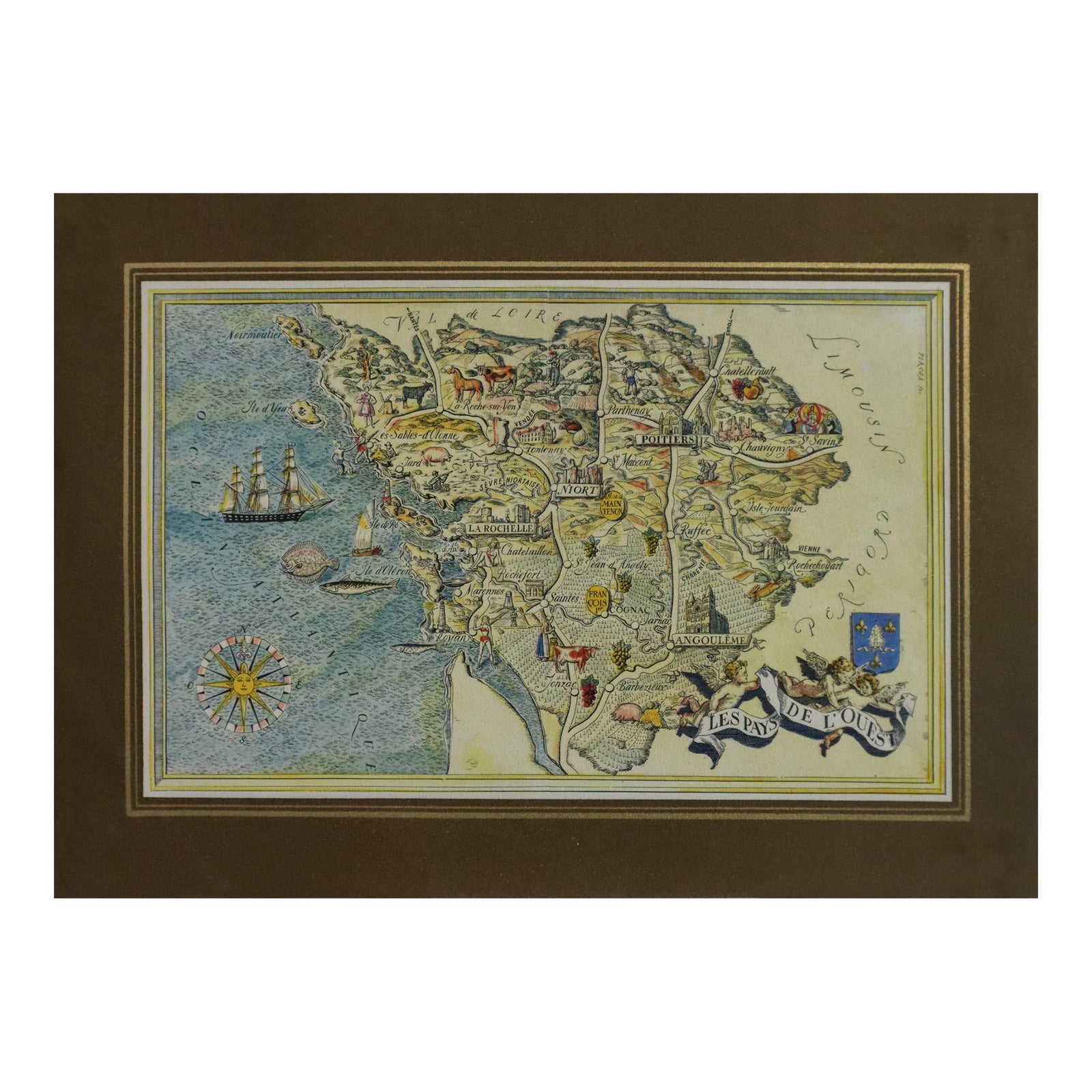 1960's Original French Vintage Mini Map, Les Pays De l'Ouest ...