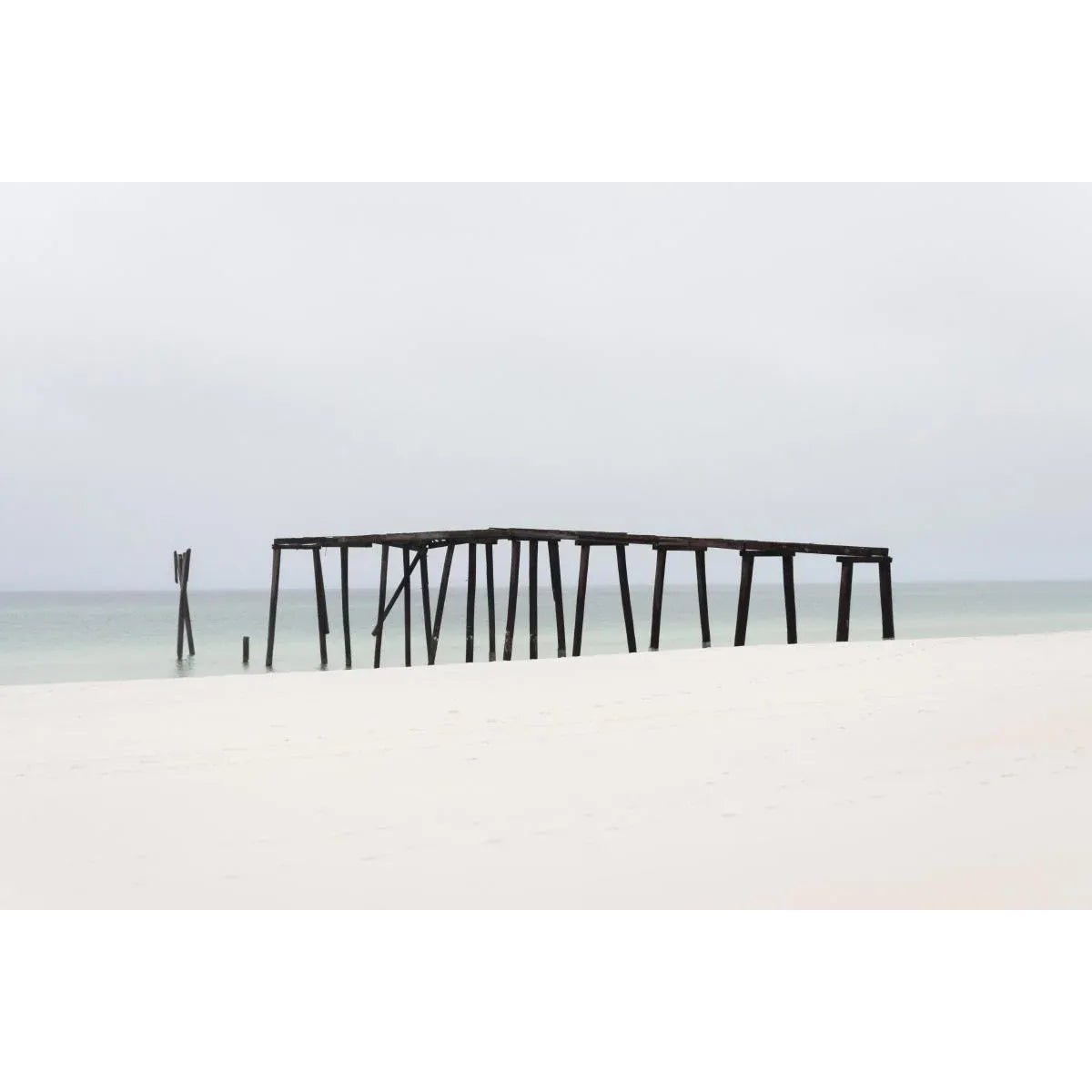 'Old Pier' Neutral Coastal Wall Art, 45 X 30" Contemporary Minimalist ...