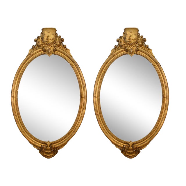 19th Century Italian Rococo Style Gilt Oval Frames-a Pair | Chairish