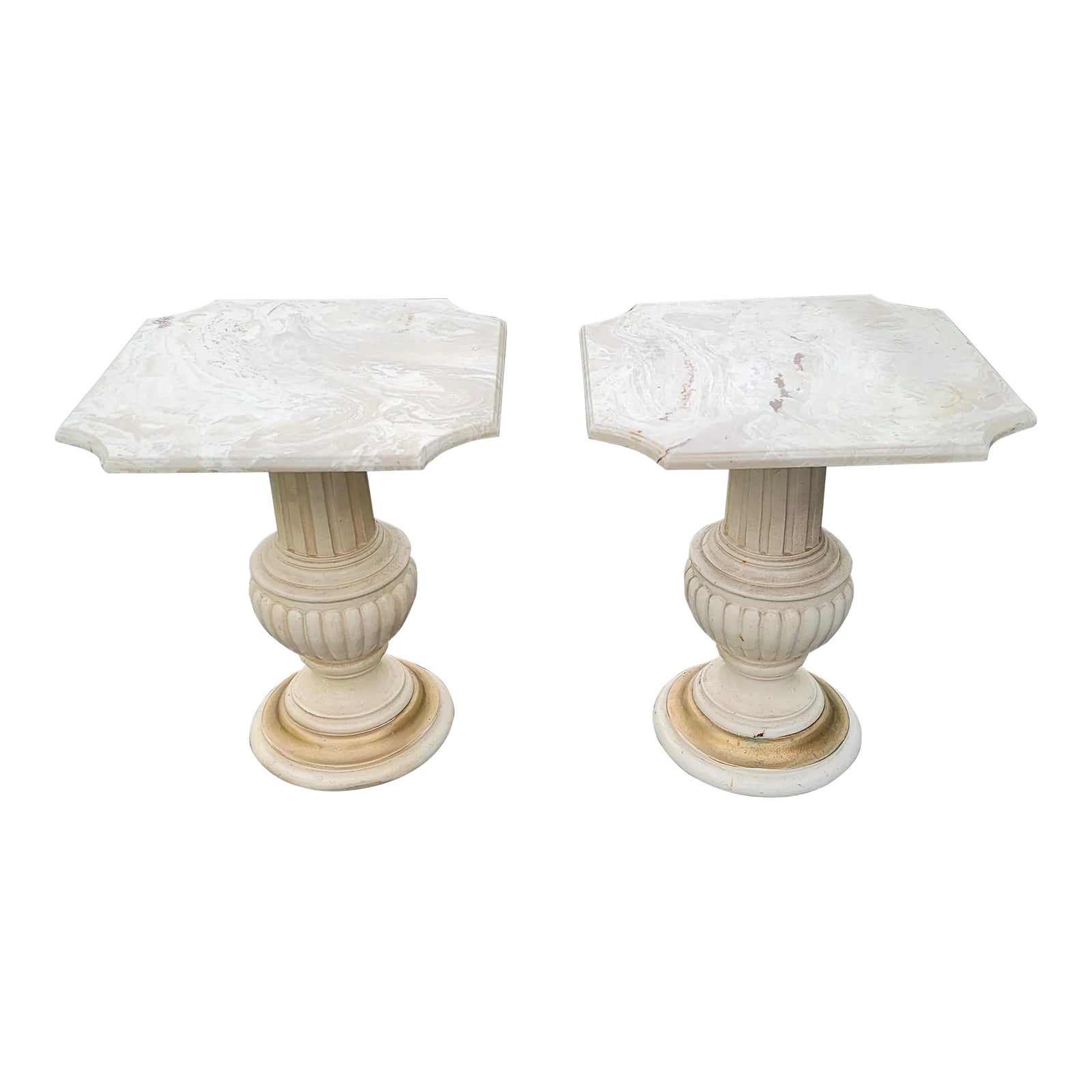 Pair of Vintage Italian Marble Pedestal Side Tables, Circa 1950s | Chairish