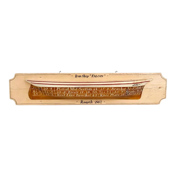 Vintage Danish Carved Half Hull Model of Iron Ship Falcon, Rosyth 1862 ...