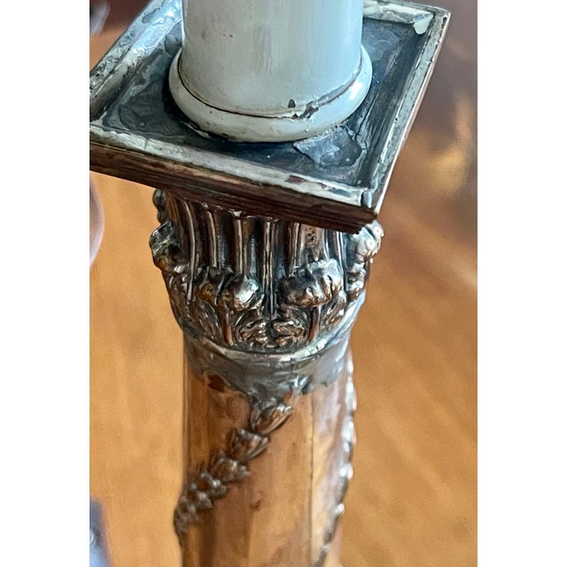 19th C. English Sheffield Silver Plate Candlestick Table Lamp | Chairish