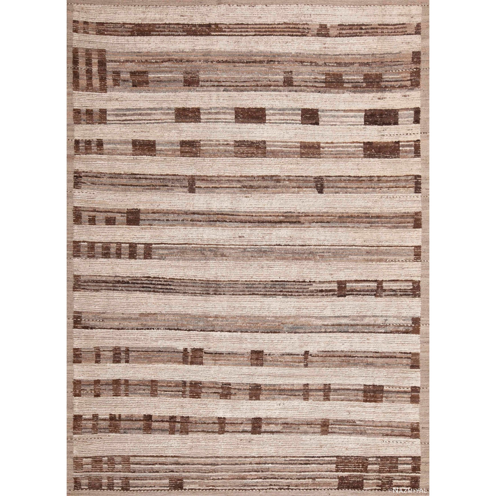 Earthy Brown Grey Neutral Modern Contemporary Plush Wool Pile Area Rug ...