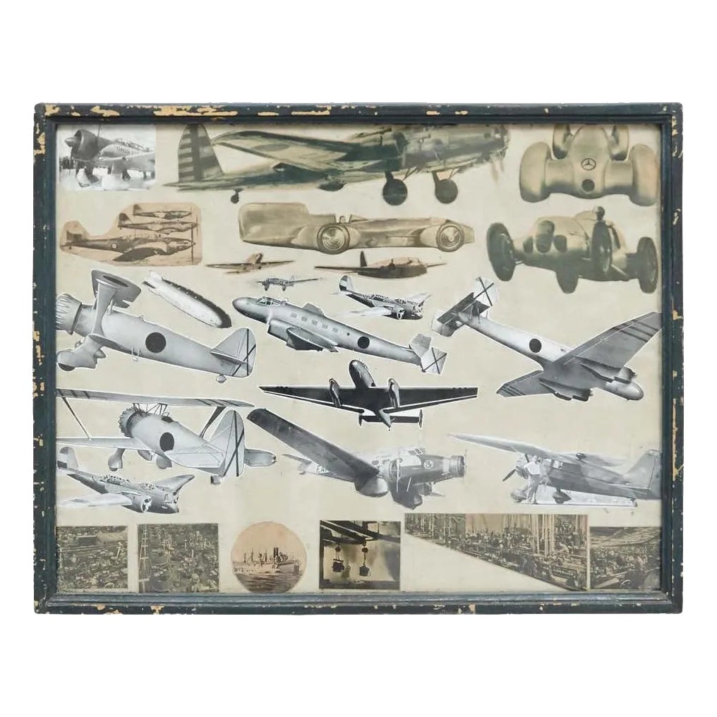 French Artist, Aviation Composition, Early 20th Century, Collage ...