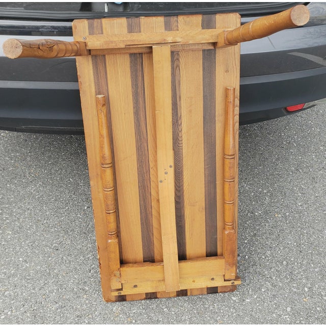 Antique Collapsable Striped Wood Industrial Work Table With Ruler ...
