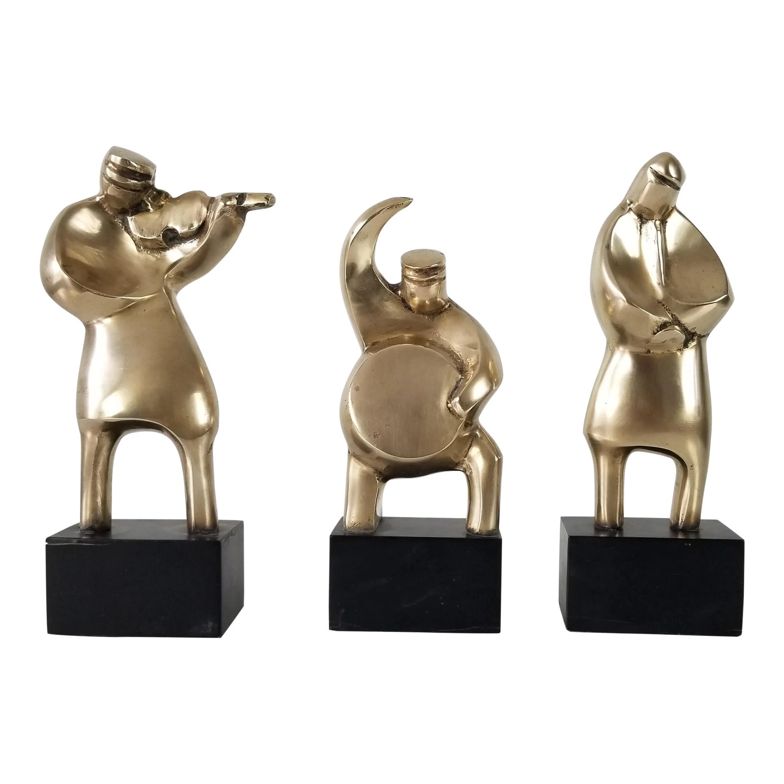 Vintage Musicians Abstract Brass Sculptures - Set of 3 | Chairish