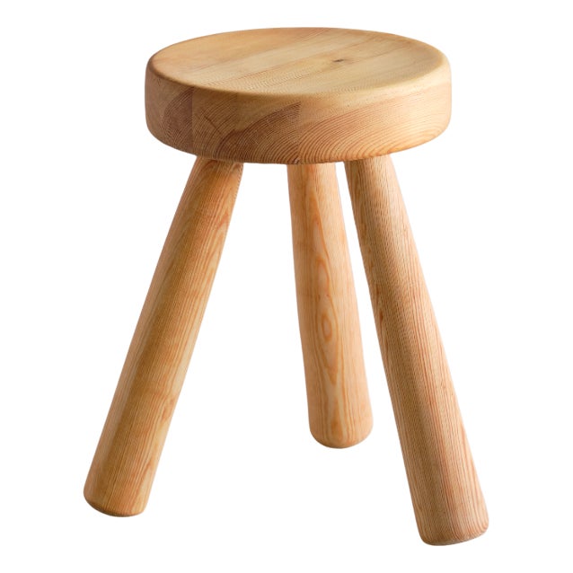 Swedish Three Legged Stool in Solid Pine by Ingvar Hildingsson 1970s
