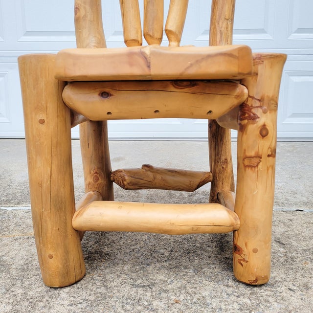 Rustic Hand Peeled White Cedar Log Chair Primitive Lodge Style Chair ...