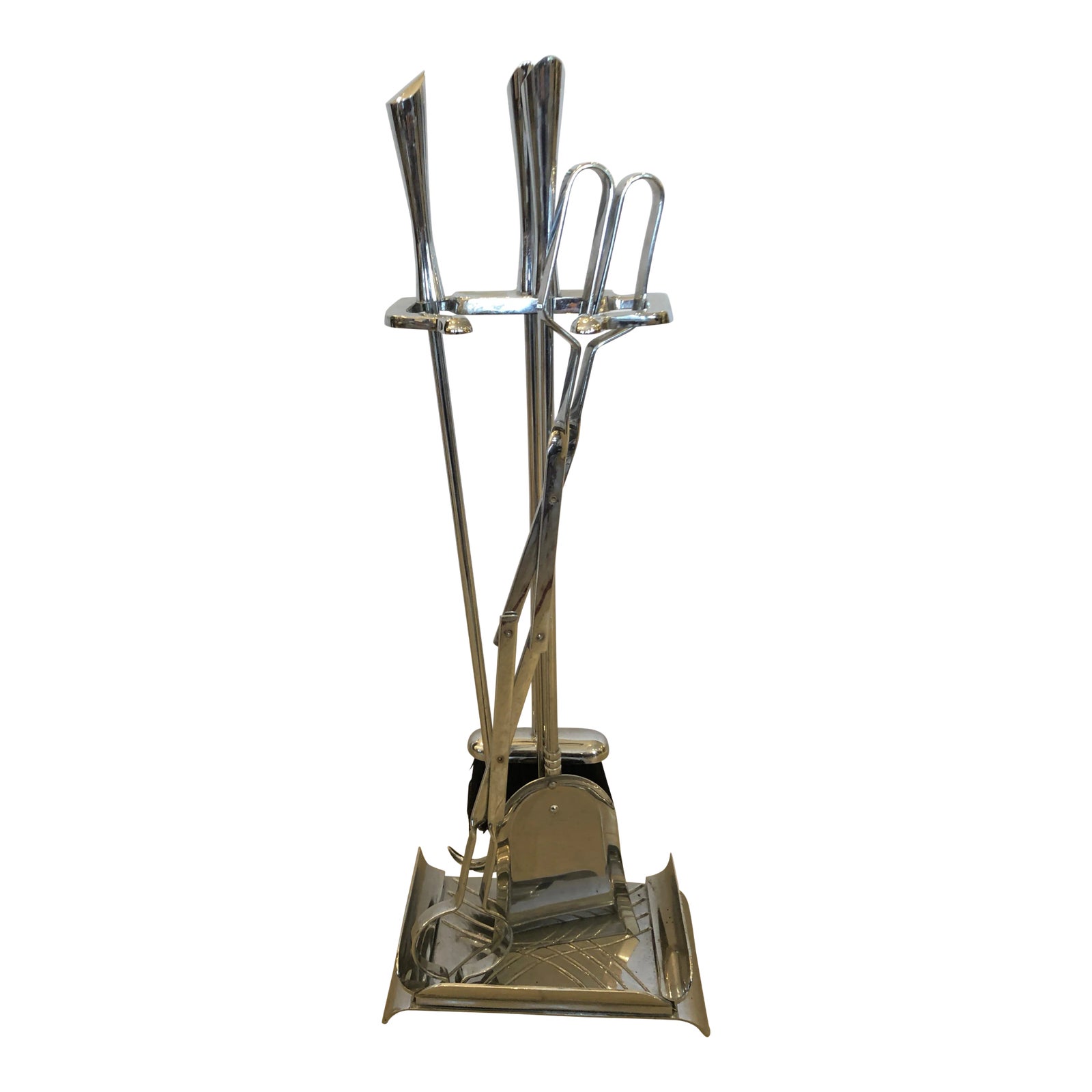 Mid Century Modern and Art Deco Chrome Fireplace Tool Set- 5 Pieces ...