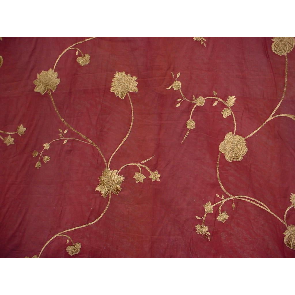 Kravet Couture Ogee Embroidery Red Floral Semi Sheer Upholstery Fabric ...
