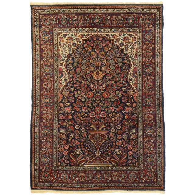 Antique Persian Kashan Vase Prayer Rug - 03'06 x 04'11 | Chairish