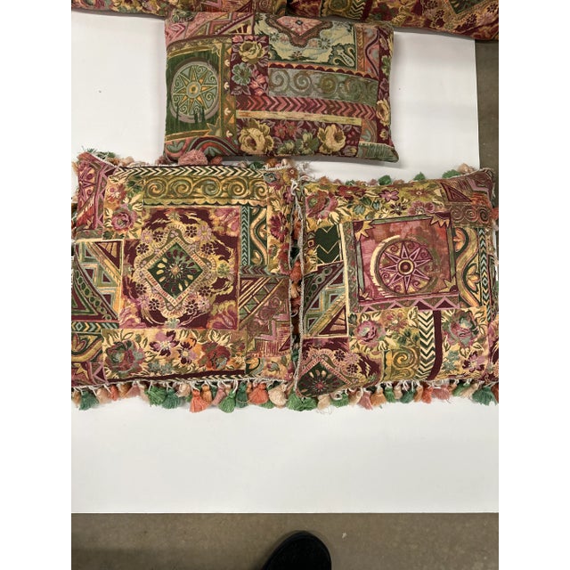 Vintage Italian Reversible Textile Pillows- Set of 5 | Chairish