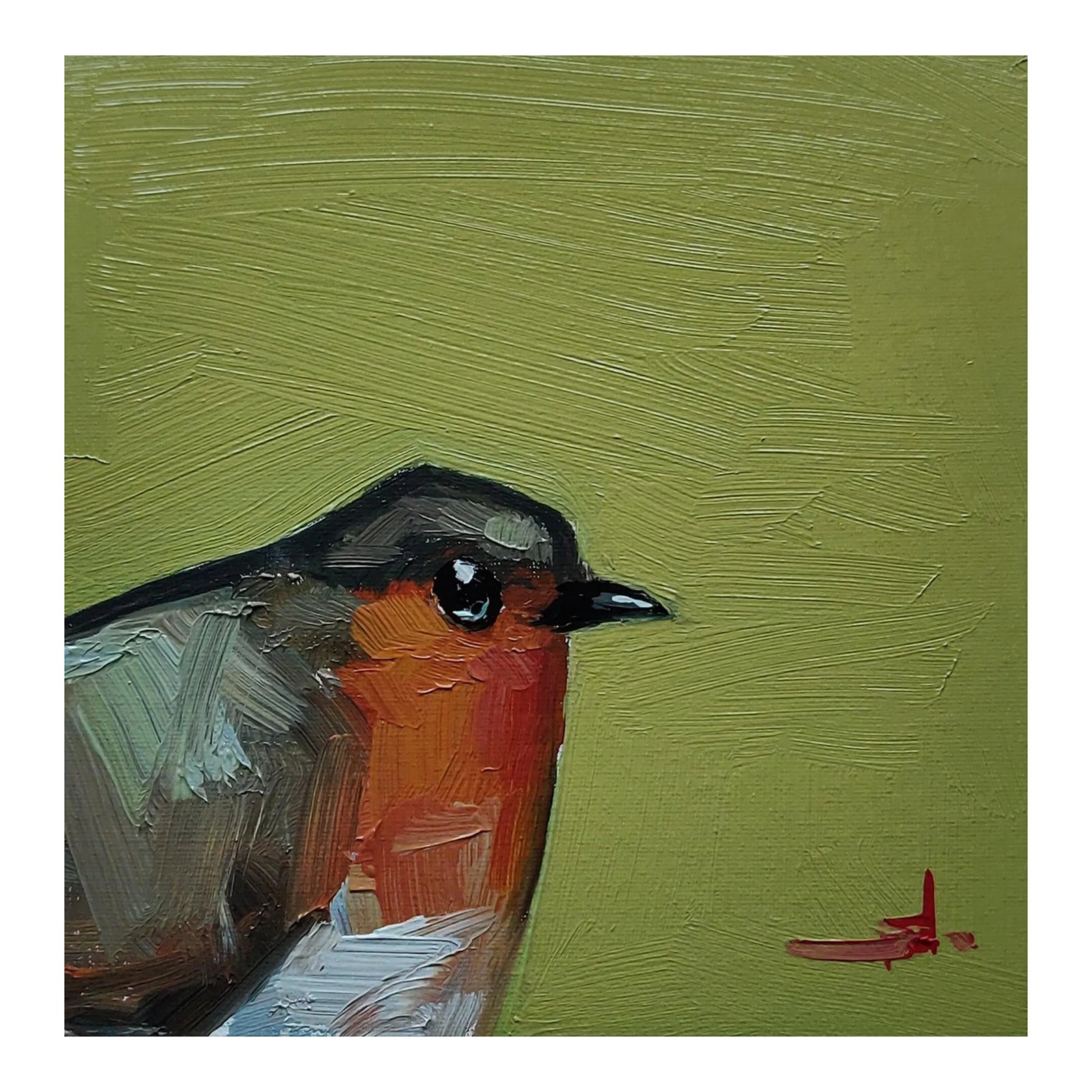 Robin Oil Painting by Vivek Mandalia | Chairish