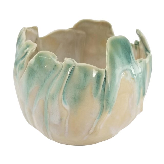 Vintage Studio Art Ceramic Bowl - Draped Fabric Style Signed Bowl ...