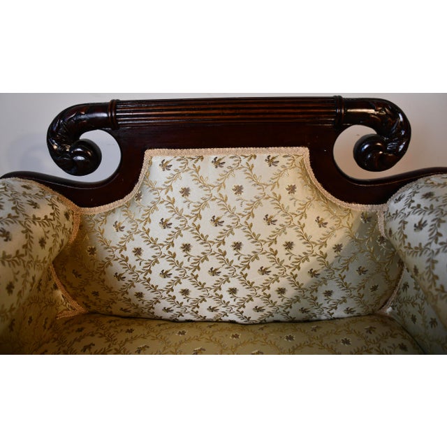 1900 Antique Empire Carved Mahogany Spring-Seat Chair / New Upholstery ...