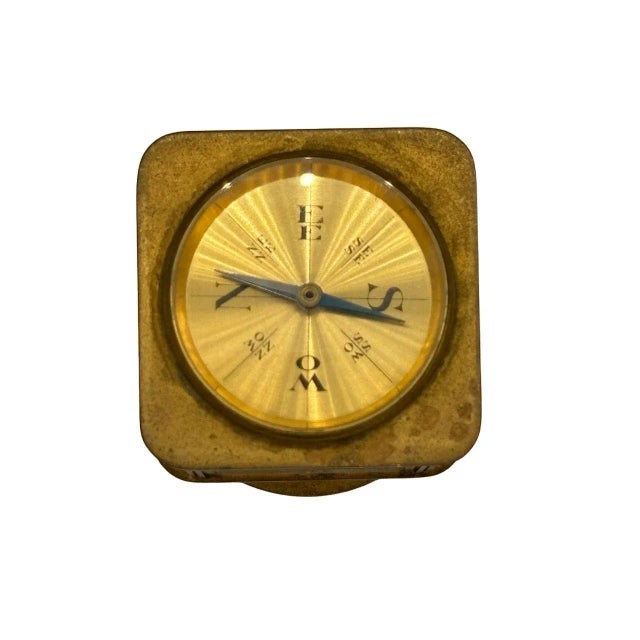 Vintage Rotating Desk Clock With Weather Instruments | Chairish