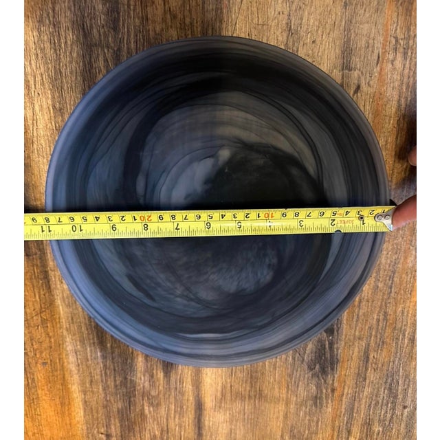 1980s Alabaster Glass Artistic Accents Black Swirl Dinner Plate | Chairish