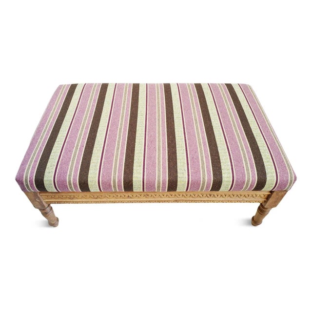 Striped Lilac & Brown Kilim Ottoman | Chairish