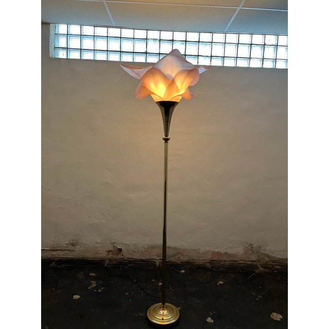 Vintage Rougier Style Acrylic Flower Brass Floor Lamp | Chairish