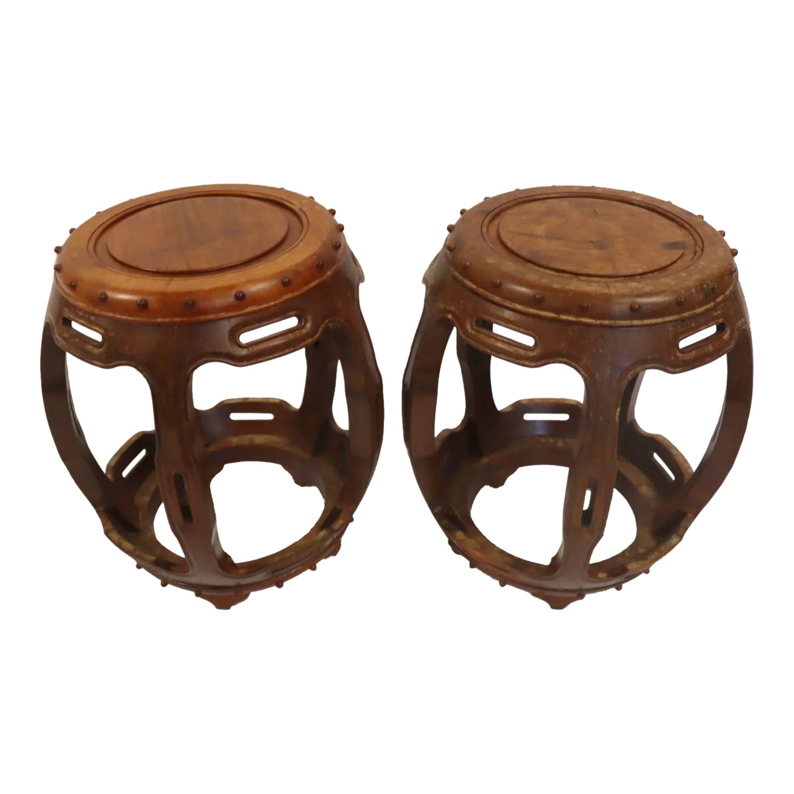 Early 20th Century Chinese Hongmu Hardwood Barrel Form Stools—A Pair ...