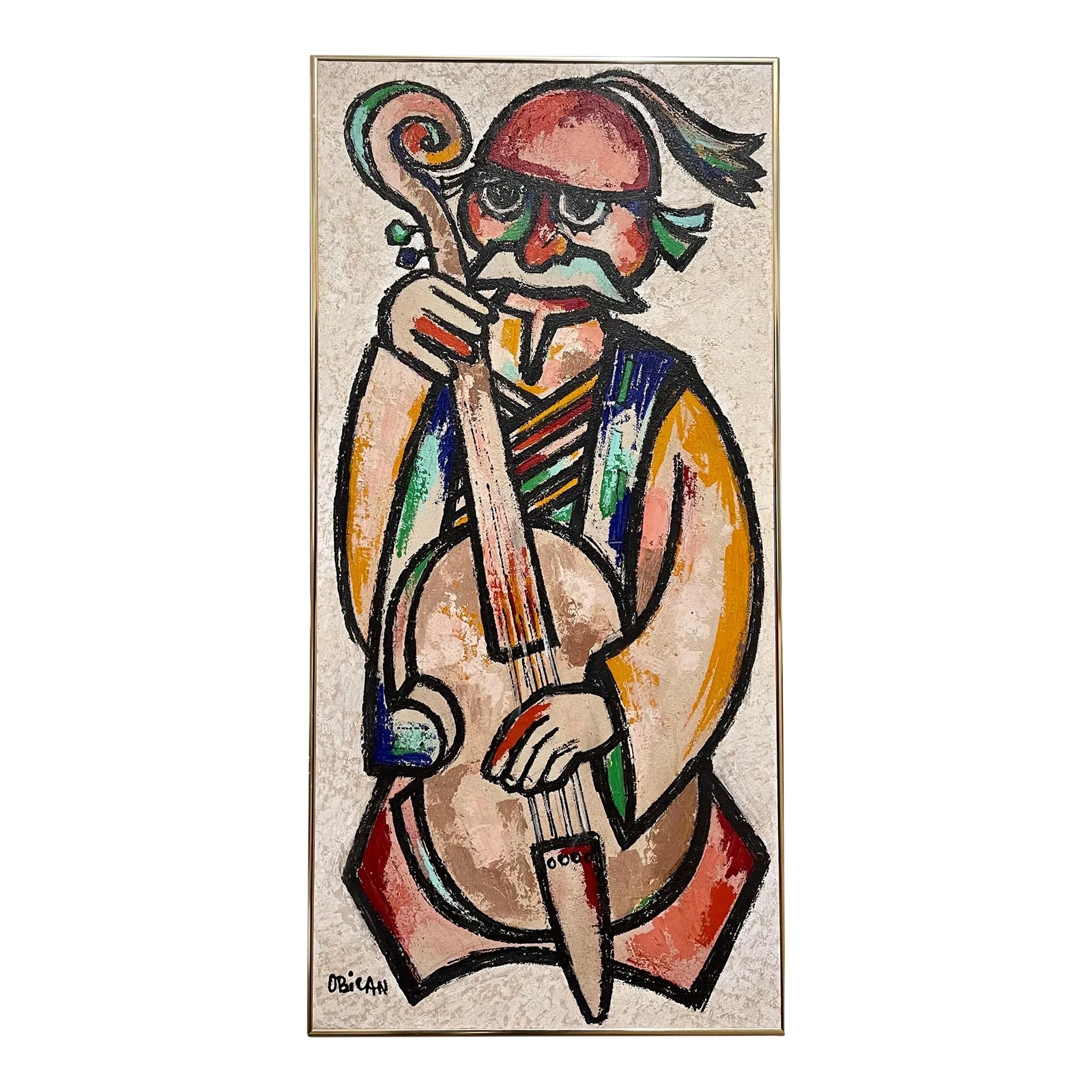 Jovan Obican Large Naive European Folk Art Oil Painting Jovan Obican ...