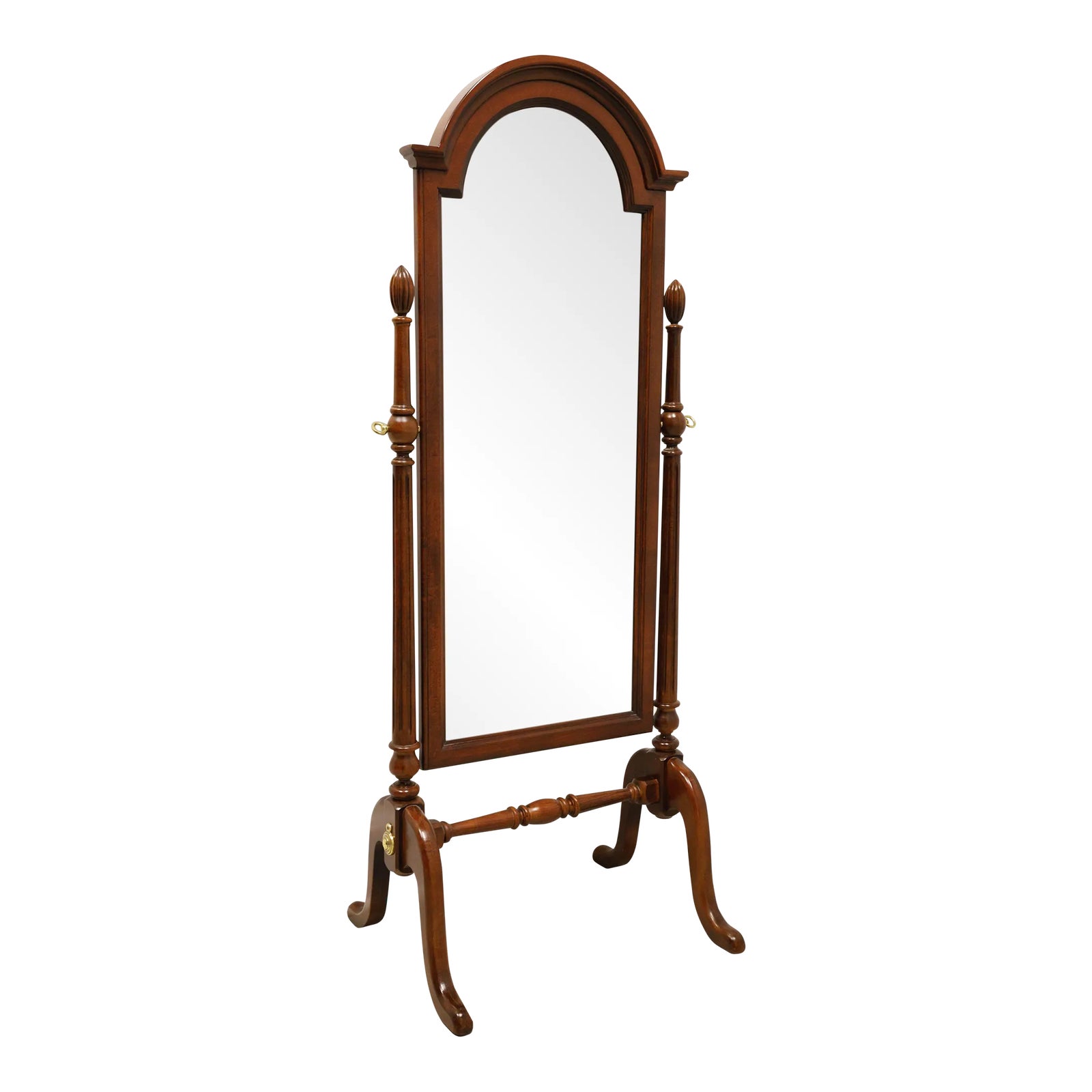 Late 20th Century Mahogany Queen Anne Cheval Beveled Mirror | Chairish