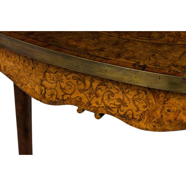 Antique Dutch Elm Inlaid Brass Bound Console Table | Chairish