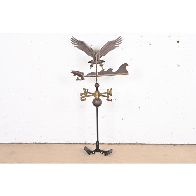 Vintage Eagle Hunting Fish Copper Weather Vane | Chairish