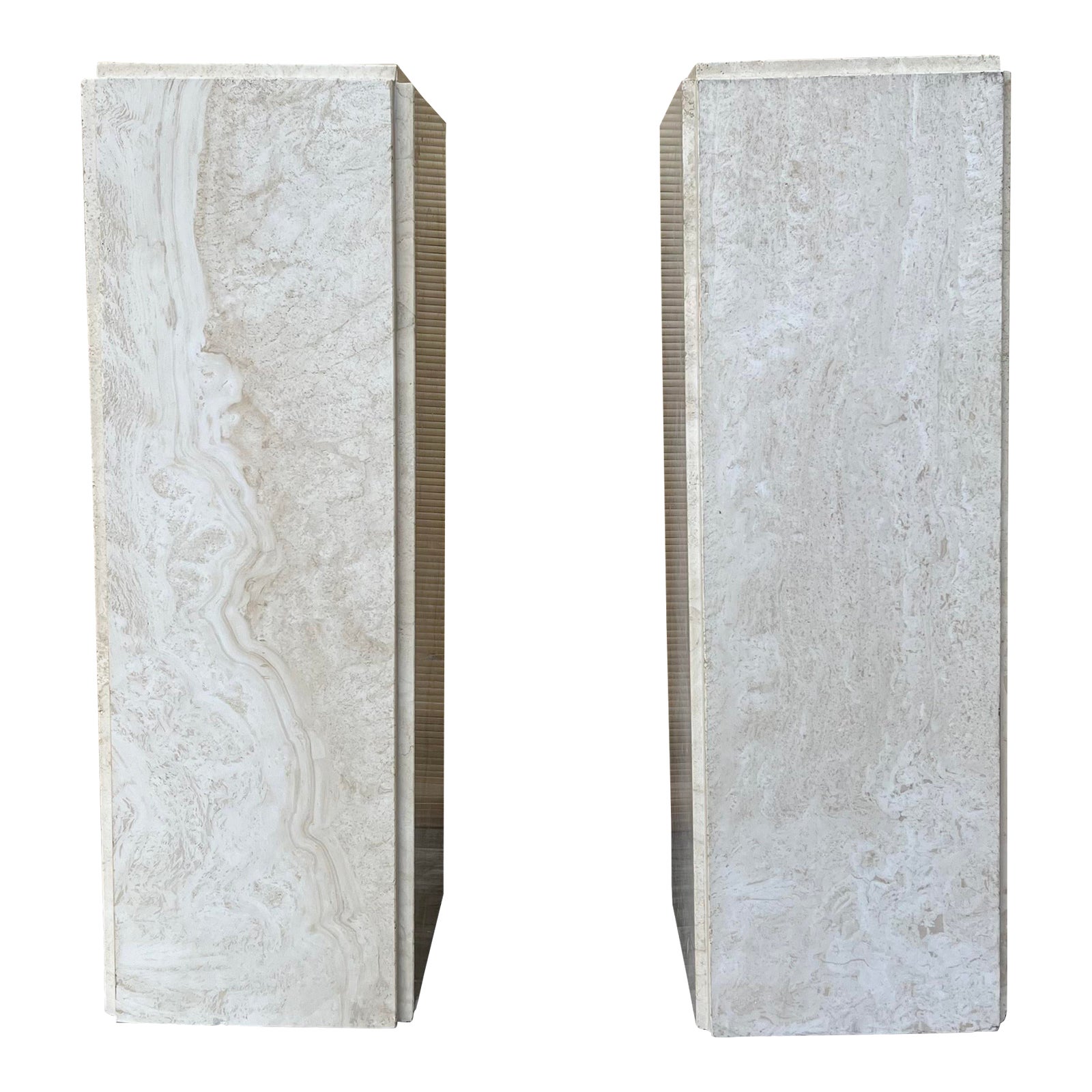 A Pair Of Postmodern Travertine Pedestals Circa 1980s Chairish