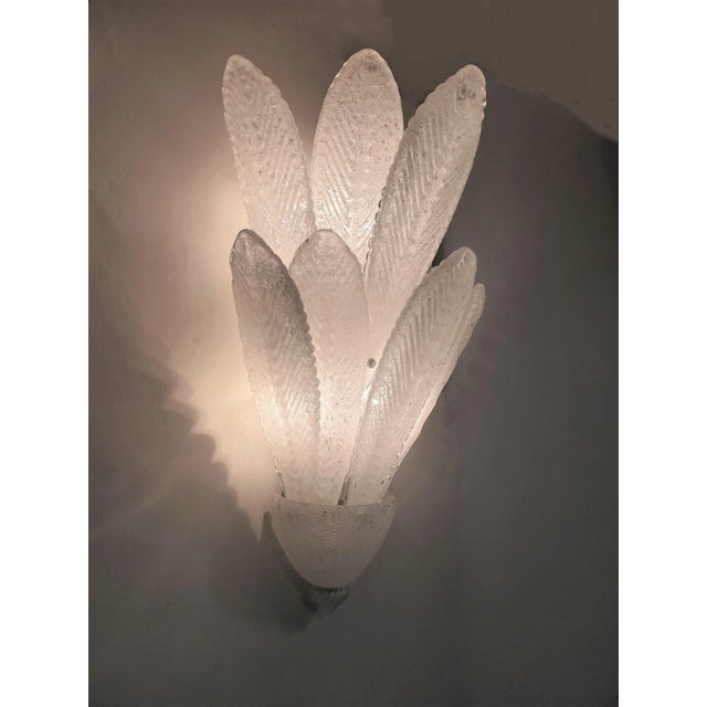Set of Four Large Two Tier Handblown Murano Feather Sconces by Barovier Et Toso | Chairish
