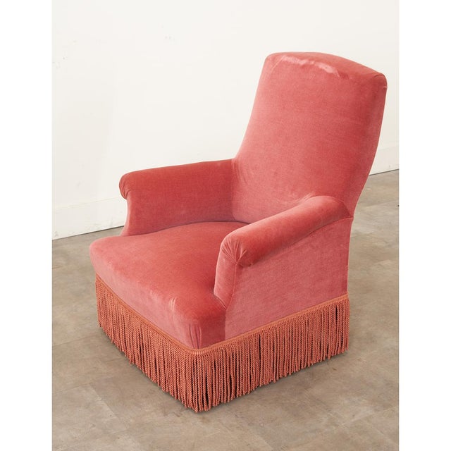 French Vintage Parlor Armchair with Fringe | Chairish