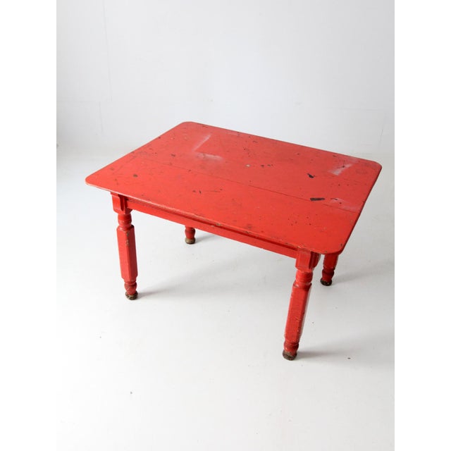 Antique Painted Red Table | Chairish